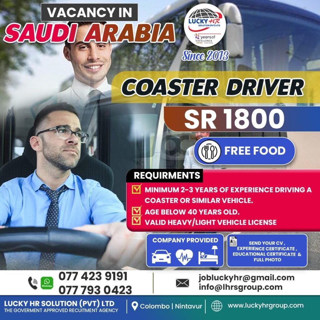 Vacancy in Saudi Arabia ( Coaster Driver ) – Lucky HR Solution Pvt Ltd