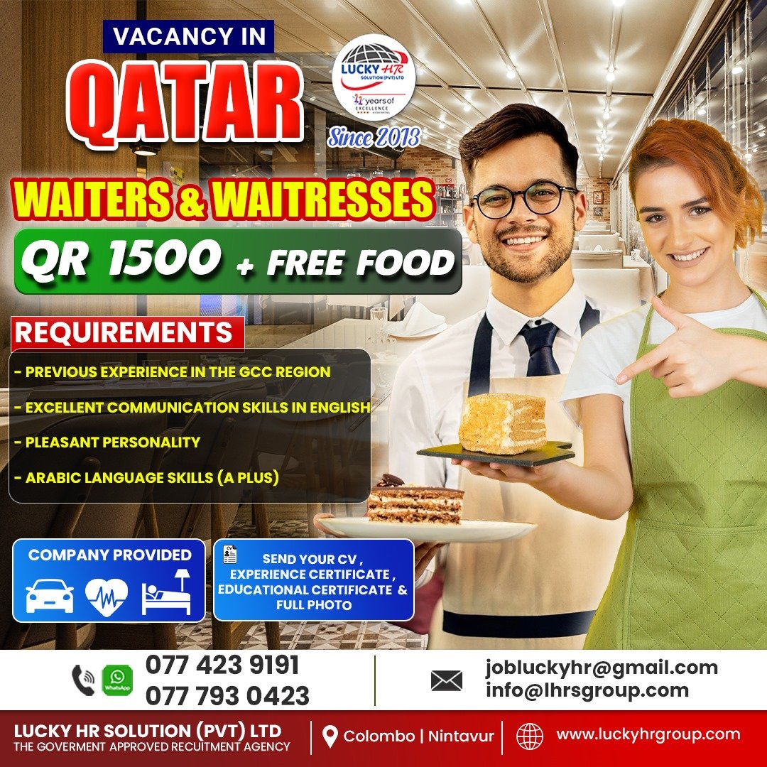Vacancy in Qatar ( Waiters & Waitresses ) – Lucky HR Solution Pvt Ltd
