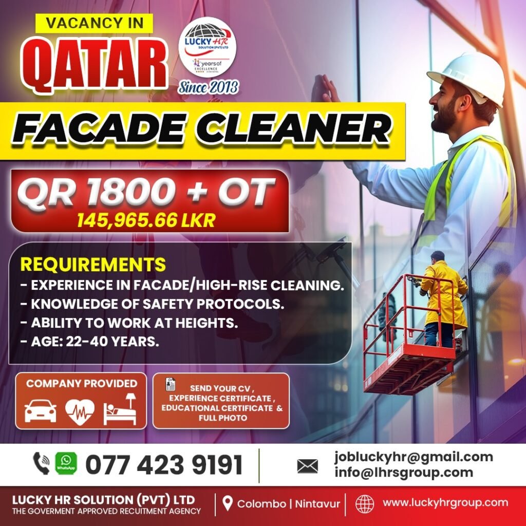 Vacancy in Qatar (FACADE CLEANER) – Lucky HR Solution Pvt Ltd