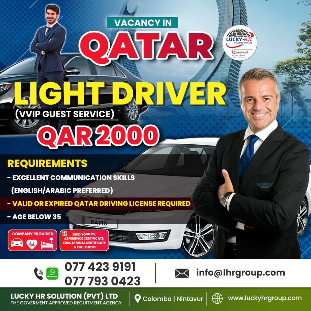 Vacancy in Qatar – Light Driver – Lucky HR Solution Pvt Ltd