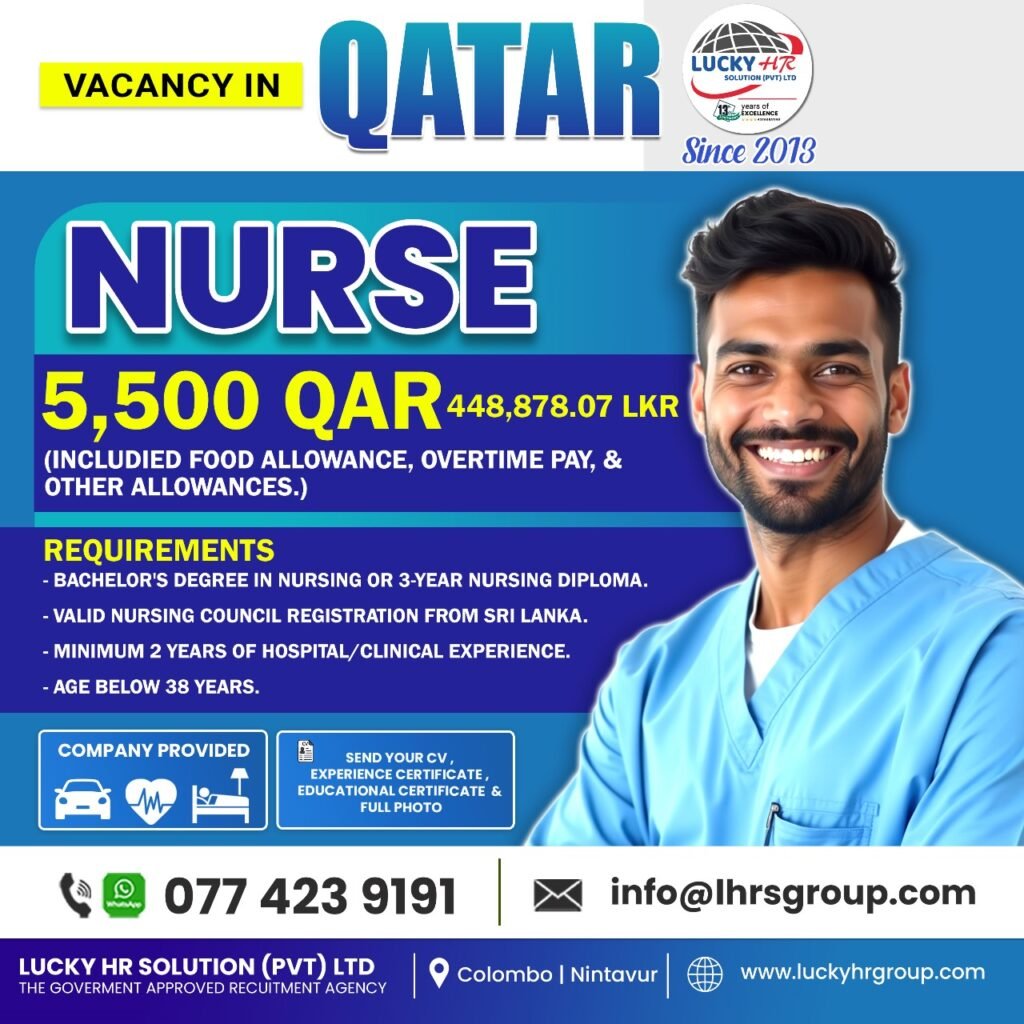 Vacancy in Qatar – Nurse – Lucky HR Solution Pvt Ltd
